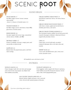 Menus – Scenic Root